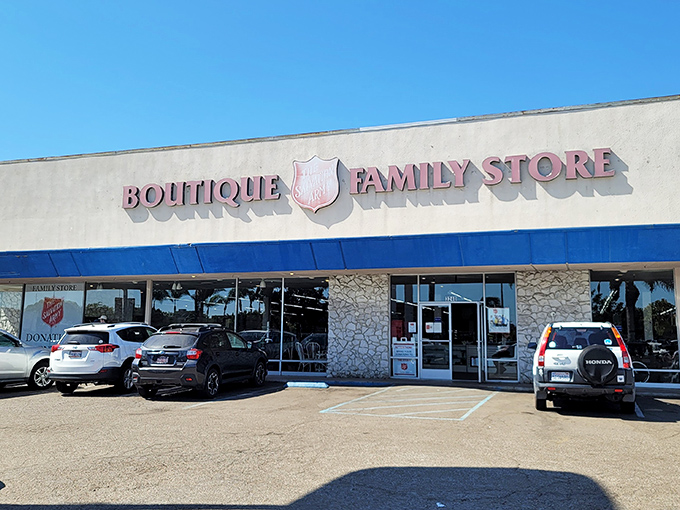 The iconic Salvation Army shield beckons bargain hunters to this Sports Arena Boulevard treasure trove, where one person's castoffs become another's prized possessions.