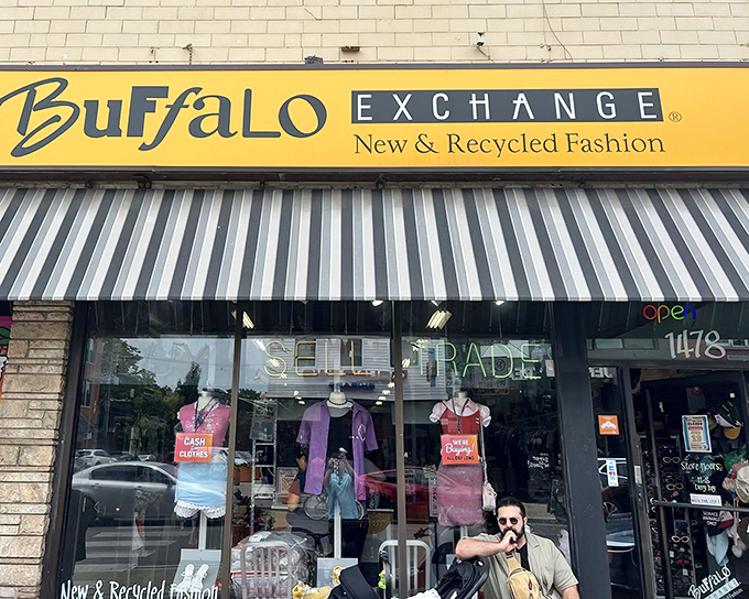The iconic yellow Buffalo Exchange sign beckons fashion hunters to this Wicker Park gem, where "Buy, Sell, Trade" isn't just a slogan&mdash;it's a lifestyle.