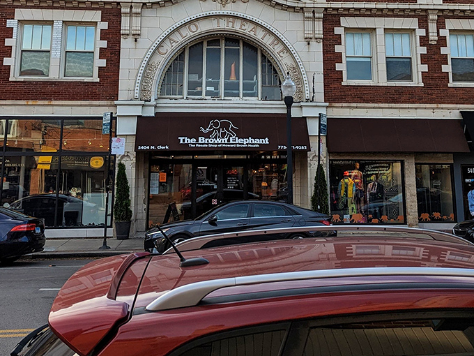 The historic Calo Theatre facade now houses treasure hunters instead of moviegoers. That's what I call a plot twist with a happy ending!