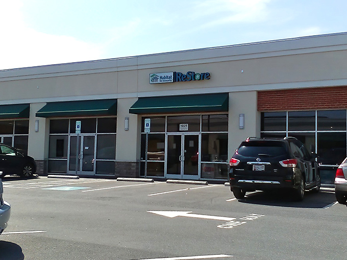 The unassuming storefront hides a treasure trove within. Like finding a speakeasy in plain sight, this ReStore's exterior keeps the bargain-hunting secret safe.