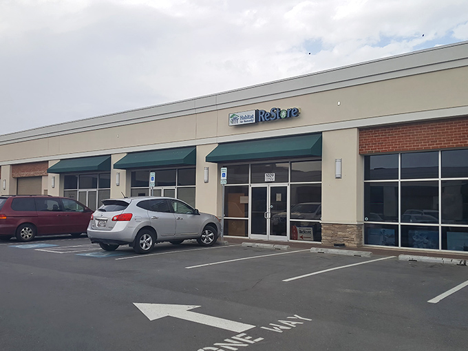 The unassuming storefront hides a treasure trove within. Like finding a speakeasy in plain sight, this ReStore's exterior keeps the bargain-hunting secret safe.