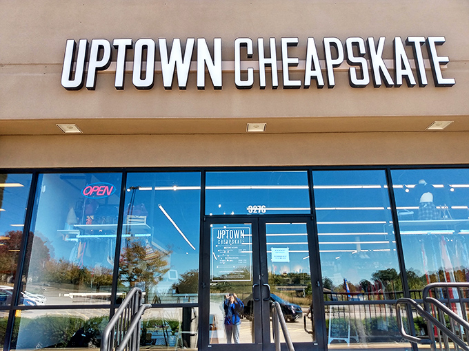 The storefront beckons like a fashion oasis, with its clean lines and modern signage promising treasure hunting adventures within.