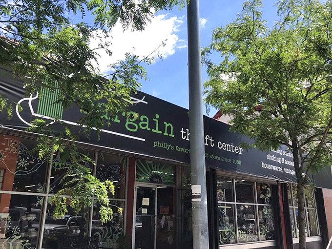 The iconic green and black awning of Bargain Thrift Center stands as a beacon for bargain hunters throughout Philadelphia, promising treasures within its unassuming exterior.