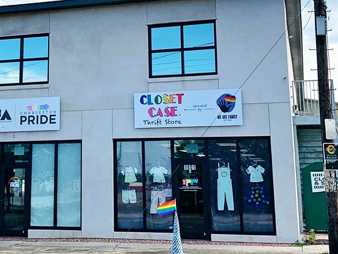 The colorful storefront of Closet Case Thrift Store beckons with promise &ndash; where fashion finds and budget-friendly treasures await North Charleston bargain hunters.