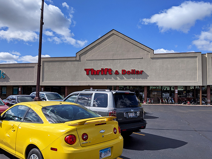 The unassuming facade of Thrift & Dollar Inc belies the wonderland of bargains within. Like a budget-friendly TARDIS, it's bigger on the inside.