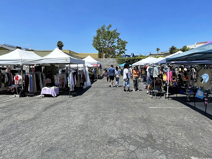 Saturday mornings transform this ordinary parking lot into a treasure hunter's paradise where anything goes.