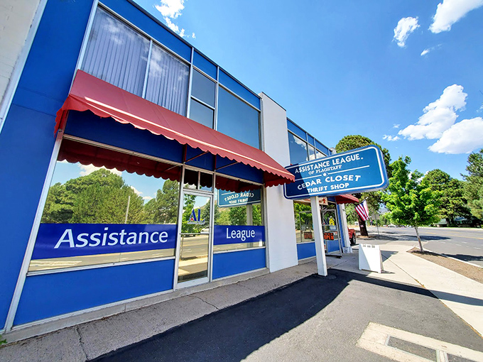The bright blue storefront beckons like a beacon for bargain hunters seeking their next great discovery.