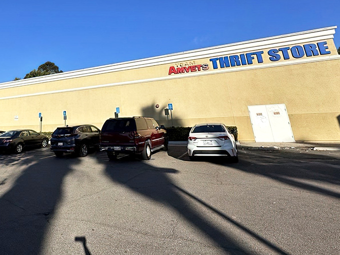 The beige exterior might not scream "treasure trove," but like any good mystery novel, it's what's inside that counts. Adventure awaits behind those unassuming doors.