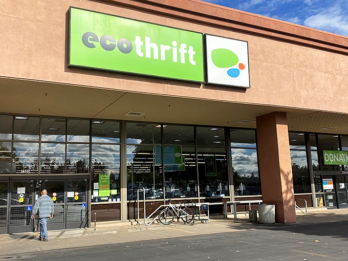 The green and white beacon of bargain hunters everywhere. Eco Thrift's unassuming exterior hides a treasure trove that would make Indiana Jones switch careers.
