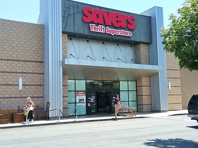 That familiar red sign promises retail therapy without the guilt of full-price shopping.