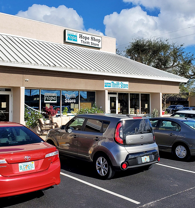 The unassuming exterior of The HOPE Shop hides a treasure trove within. Like finding a secret speakeasy, but instead of cocktails, you'll discover vintage bargains.
