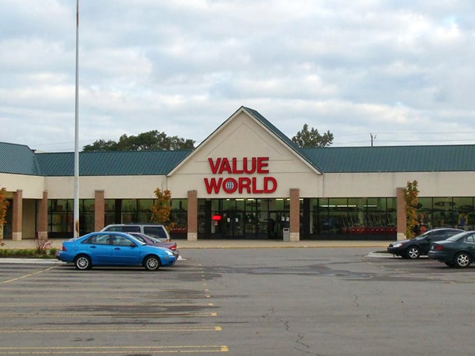 The unassuming facade of Value World in Southfield hides a universe of possibilities within. Like a treasure chest disguised as a strip mall tenant.