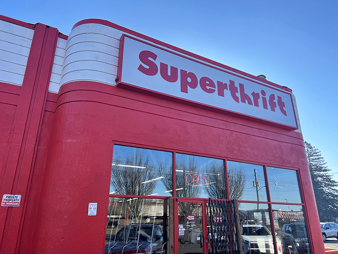 That bright red exterior isn't subtle, but neither are the deals waiting inside this treasure hunter's paradise.