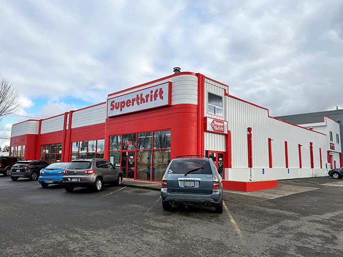 That bright red exterior isn't subtle, but neither are the deals waiting inside this treasure hunter's paradise.