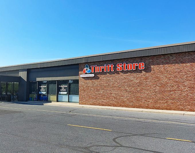 The unassuming brick exterior of CommunityAid in Lancaster hides a treasure trove within&mdash;like finding out your quiet neighbor secretly collects vintage Ferraris.