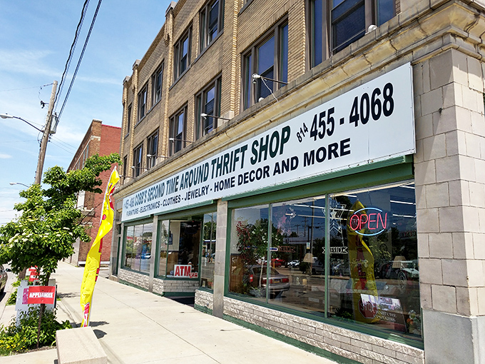 The storefront beckons like a retail oasis in Erie's urban landscape, promising treasures behind those large display windows that would make any bargain hunter's heart skip.