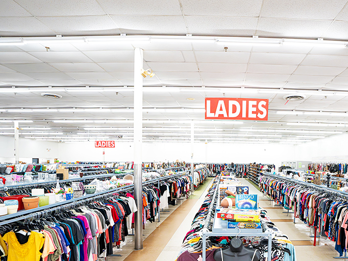 The red letters spell out treasure hunting paradise where every visit promises new discoveries.