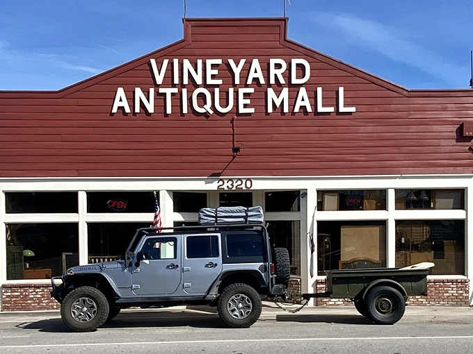 That barn-red exterior promises treasures inside, like a giant vintage jewelry box waiting to spill its secrets.