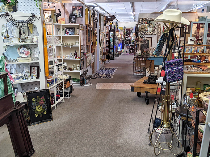 The unassuming exterior of Village Antique Mall proves that judging a book by its cover is the worst antiquing strategy ever invented.