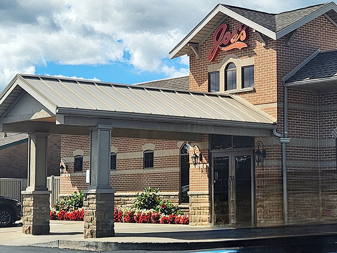 The iconic red "Joe's" sign beckons like a lighthouse for the sandwich-starved, promising delicious refuge from ordinary meals in Rocky River.