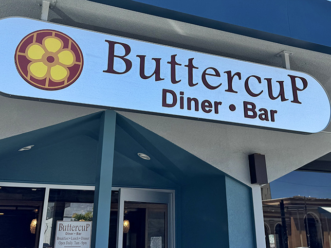 The cheerful yellow flower logo of Buttercup Diner & Bar welcomes hungry visitors like an old friend inviting you in for a homemade meal.