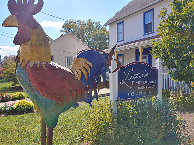 A historic farmhouse transformed into culinary heaven, Lettie's Kitchen's welcoming porch and sunny yellow columns practically whisper "come on in" to hungry passersby.