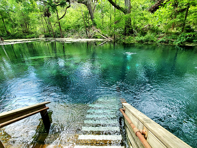 Those wooden steps lead to what might be the closest thing to time travel in Florida&mdash;crystalline waters unchanged for millennia.