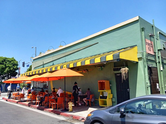 The mint-green exterior with orange awnings isn't just eye-catching&mdash;it's a beacon of hope for hungry souls wandering Vermont Avenue at any hour.