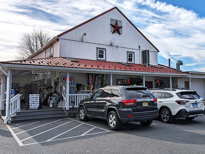 The classic white clapboard exterior with its rustic red roof and barn star isn't just Amish country architecture&mdash;it's a beacon for carb-seeking pilgrims everywhere.
