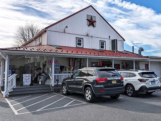 The classic white clapboard exterior with its rustic red roof and barn star isn't just Amish country architecture&mdash;it's a beacon for carb-seeking pilgrims everywhere.