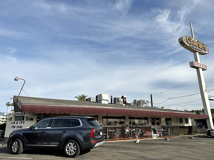 The weathered sign beckons like an old friend &ndash; Charlie's has been serving Escondido comfort food long before Instagram made breakfast famous.