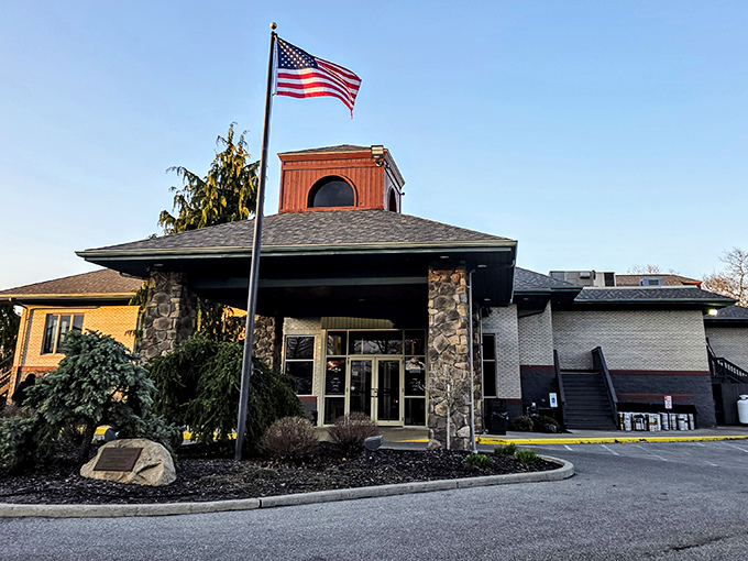 The stone facade and proud American flag welcome you to Fired Stone Tavern&mdash;where culinary adventures and diet amnesia await in equal measure.