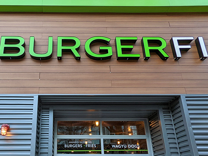 That bright green signage isn't just eye-catching &ndash; it's your beacon to burger bliss in suburban Maryland.