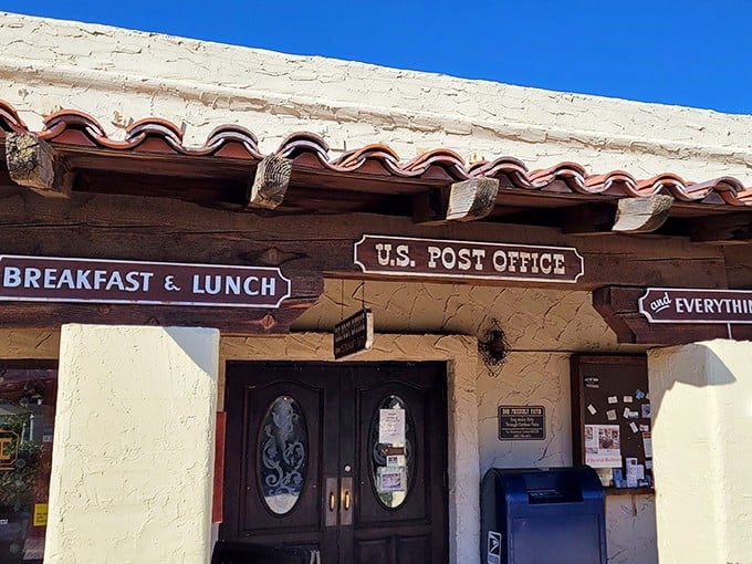 The unassuming exterior of Pinnacle Peak General Store hides culinary treasures behind those adobe walls and weathered wooden doors.