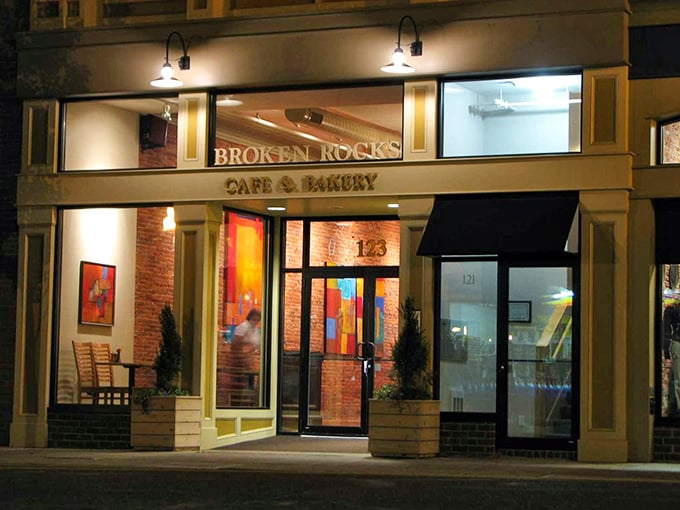 Wooster's nighttime gem beckons with warm light spilling onto the sidewalk, promising culinary adventures behind those brick walls.