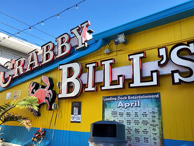 The iconic blue exterior with its giant crab sculpture isn't just eye-catching—it's practically screaming "fresh seafood lives here!" A Florida landmark that delivers on its colorful promise.