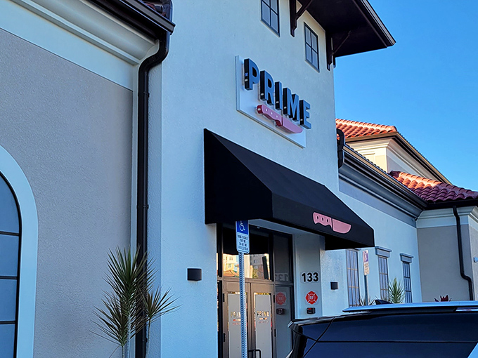 The glowing PRIME sign beckons like a lighthouse for hungry souls wandering the Venice night. Simplicity outside, sizzling perfection inside.