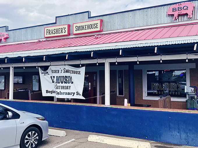 The pink roof and corrugated metal exterior scream "no-frills joint," but that's exactly where the best food hides. Trust your nose, not your eyes.