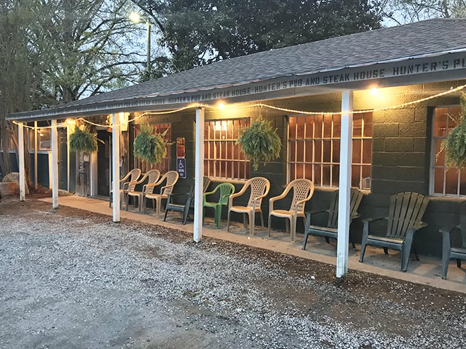 The unassuming exterior of Hunters Pub might make you drive past&mdash;don't. This modest green building houses steak paradise that locals have treasured for years.
