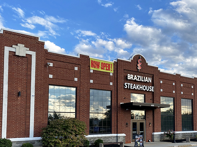 The brick fortress of flavor stands proudly in Newark, promising carnivorous delights behind its unassuming fa&ccedil;ade. Meat paradise awaits.
