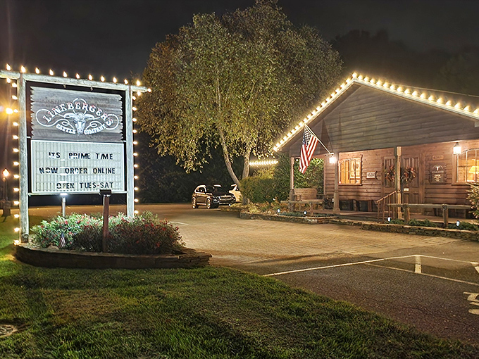 Rustic charm meets culinary excellence at this weathered wooden exterior. Like finding a treasure map where X marks the spot for exceptional steaks.
