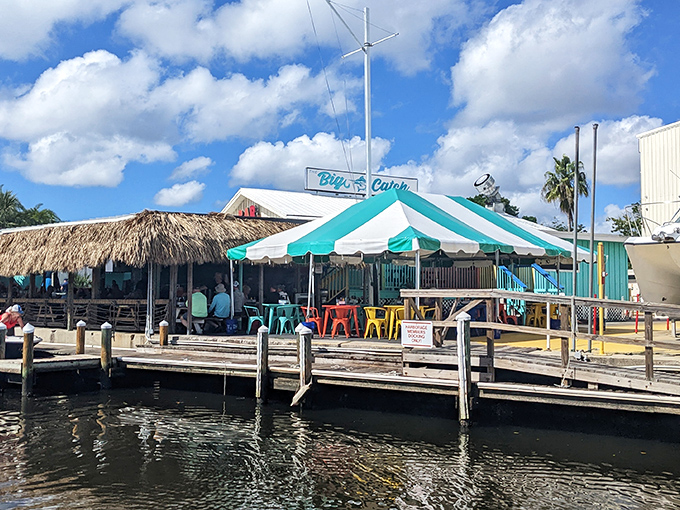 The turquoise facade of The Big Catch at Salt Creek isn't trying to hide &ndash; it's proudly announcing that Florida seafood paradise awaits inside.