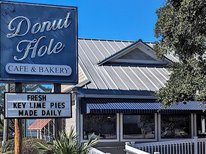 The blue sign beckons like a lighthouse for the breakfast-starved. Fresh key lime pies made daily? That's Florida's version of "We have the meats!"