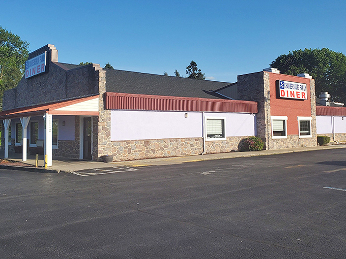 Stone meets comfort at the Chambersburg Family Diner, where the welcoming covered entrance promises good things await inside.