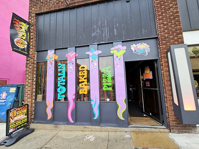 This psychedelic storefront promises pizza adventures that would make even the most jaded foodie do a double-take.