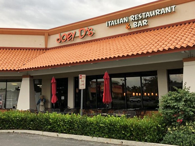 Joey D's welcomes you with that classic Florida-Italian vibe &ndash; terracotta roof, modest storefront, and the promise of carbs that'll make your diet cry.