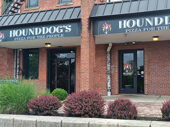 The brick facade and welcoming signage promise pizza adventures that'll make your neighborhood joint jealous.