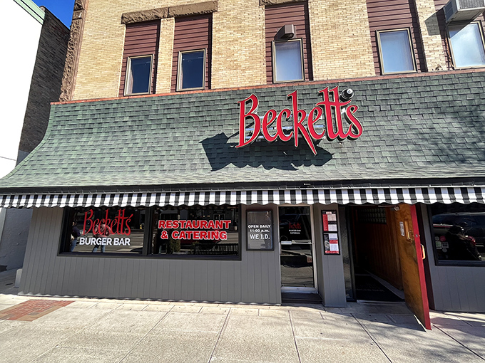 The unassuming storefront of Beckett's hides culinary treasures within, like a delicious secret waiting to be discovered in downtown Bowling Green.