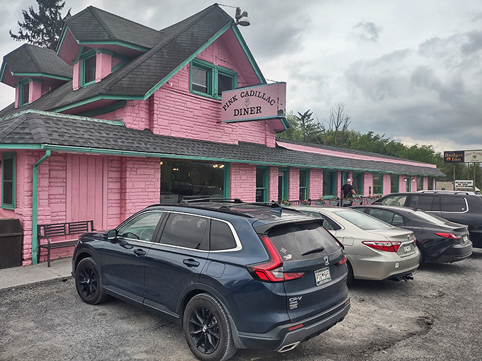 That unmistakable pink exterior isn't just eye-catching &ndash; it's a beacon calling all burger lovers home.