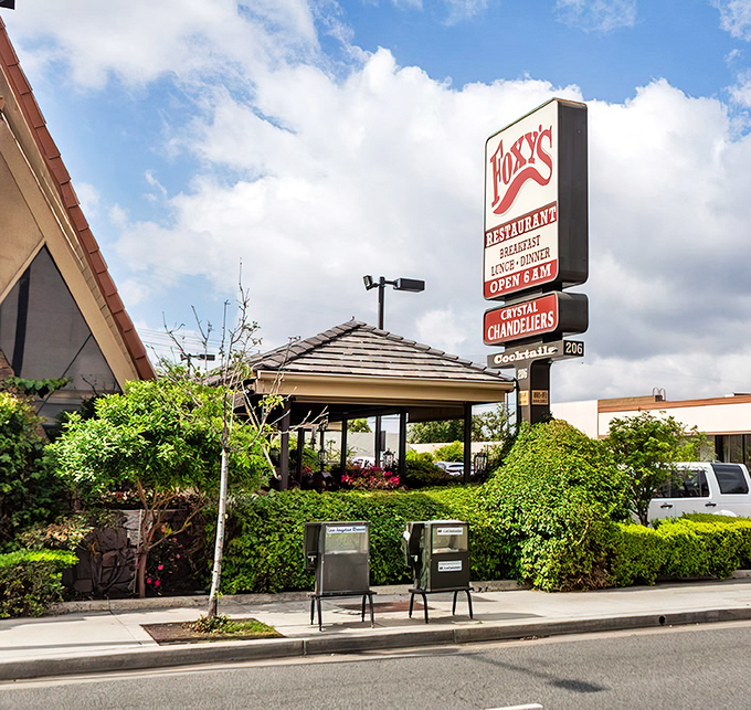 The iconic A-frame beckons from Colorado Street like a mid-century mirage, promising comfort food and endless coffee beneath Glendale's blue skies.